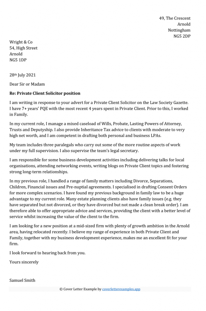 Solicitor Attorney Cover Letter Example CoverLetterExamples app